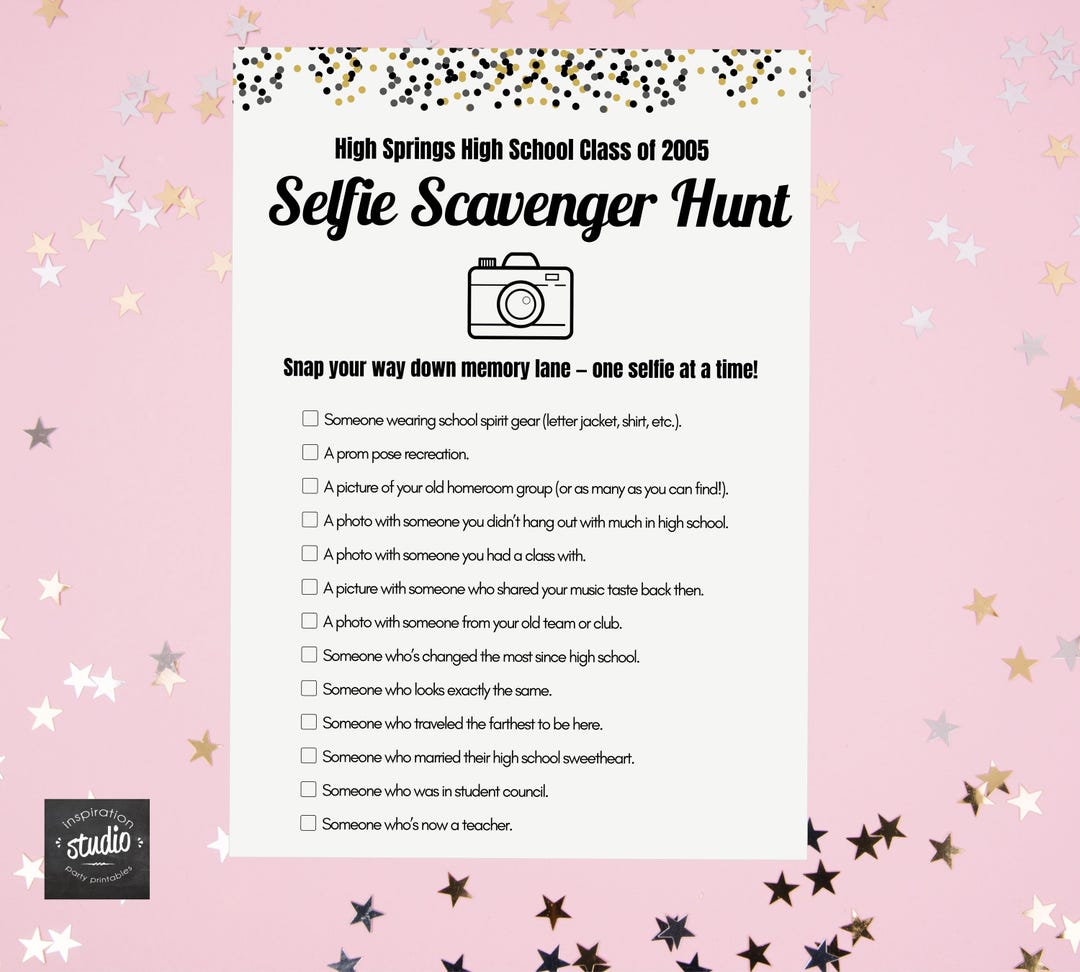 Class Reunion Selfie Scavenger Hunt Game | Class Reunion Games ...