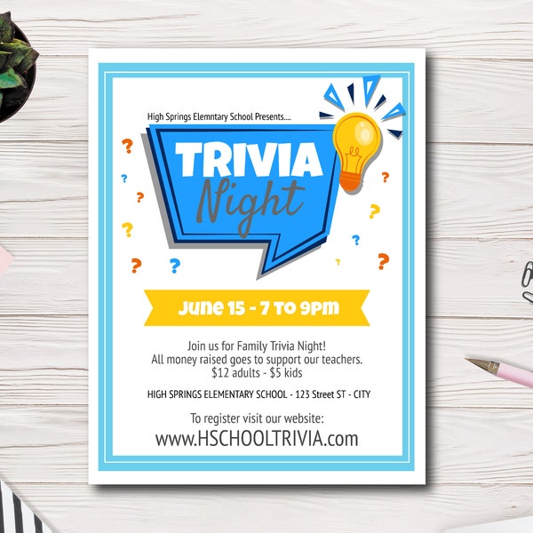 Trivia Night Flyer - Etsy