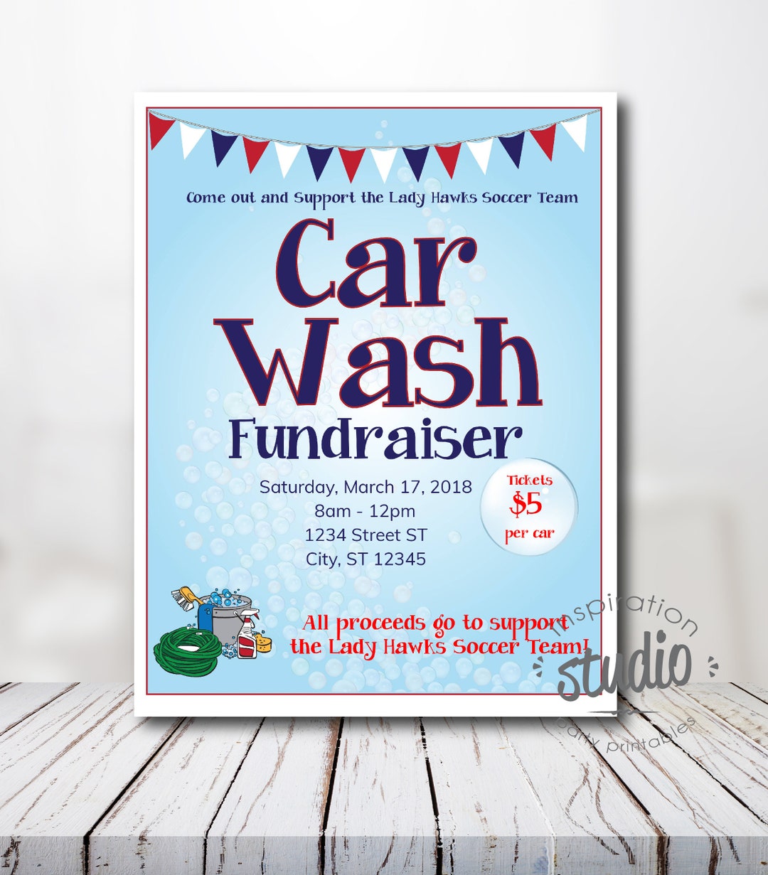 Car Wash Fundraiser Flyer School Church Sport Event Flyer Car Wash Social Media Graphic Edit