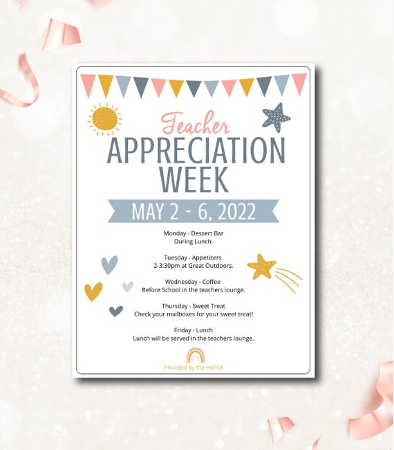 Teacher Appreciation Week Poster and Flyer Template PTA PTO - Etsy