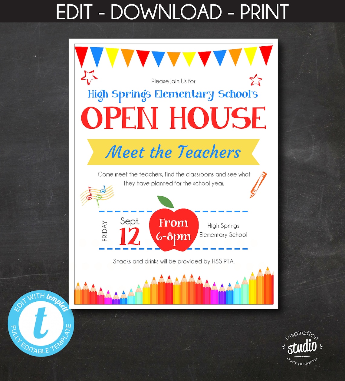 School Open House Flyer Back to School Flyer Template PTA - Etsy