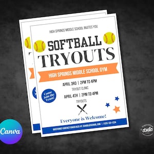 Editable Softball Team Flyer Template | Personalized Tryout ...