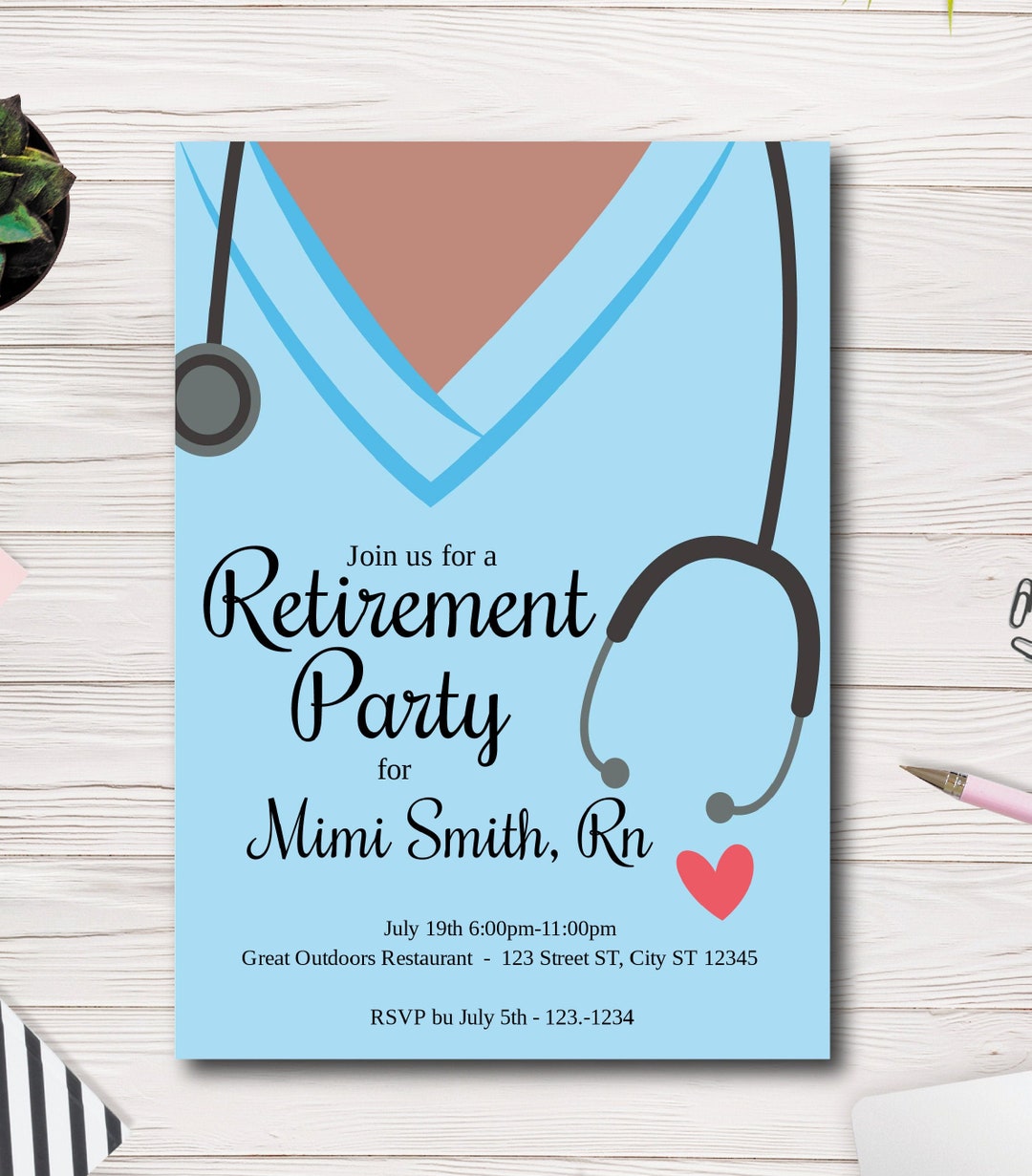 Nurse Retirement Invitation Template Nurse Retirement Party Invite ...