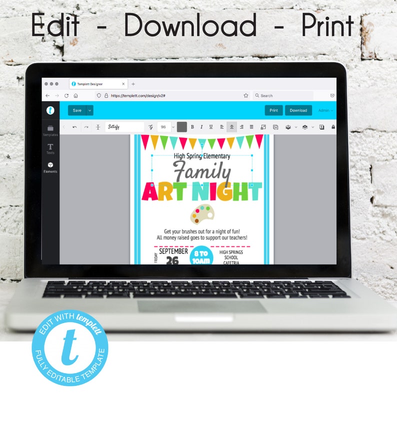 Family Art Night Event Flyer Template, Painting Night Fundraiser Flyer ...