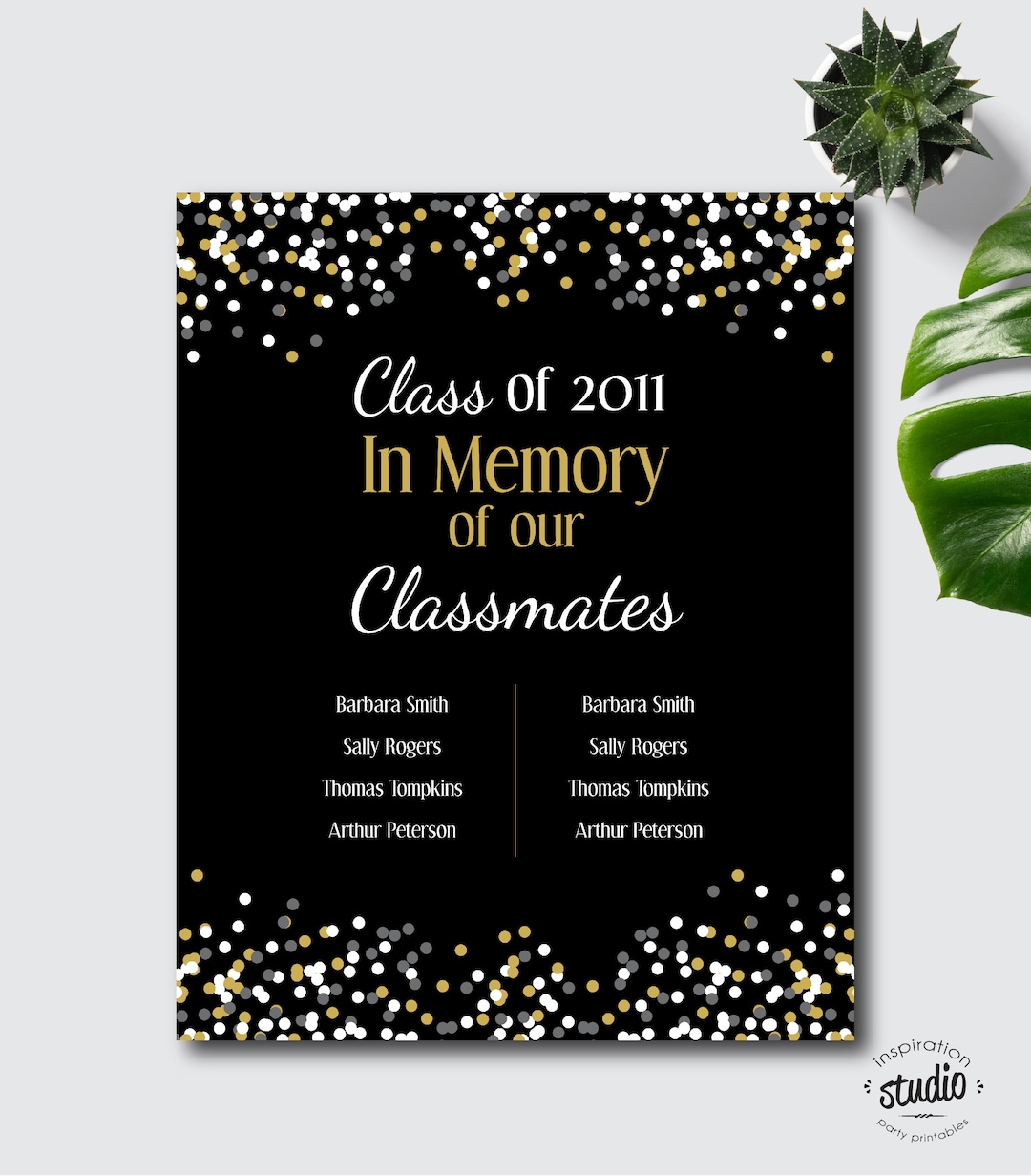 High School Reunion in Memory of Classmates Poster Template, College ...