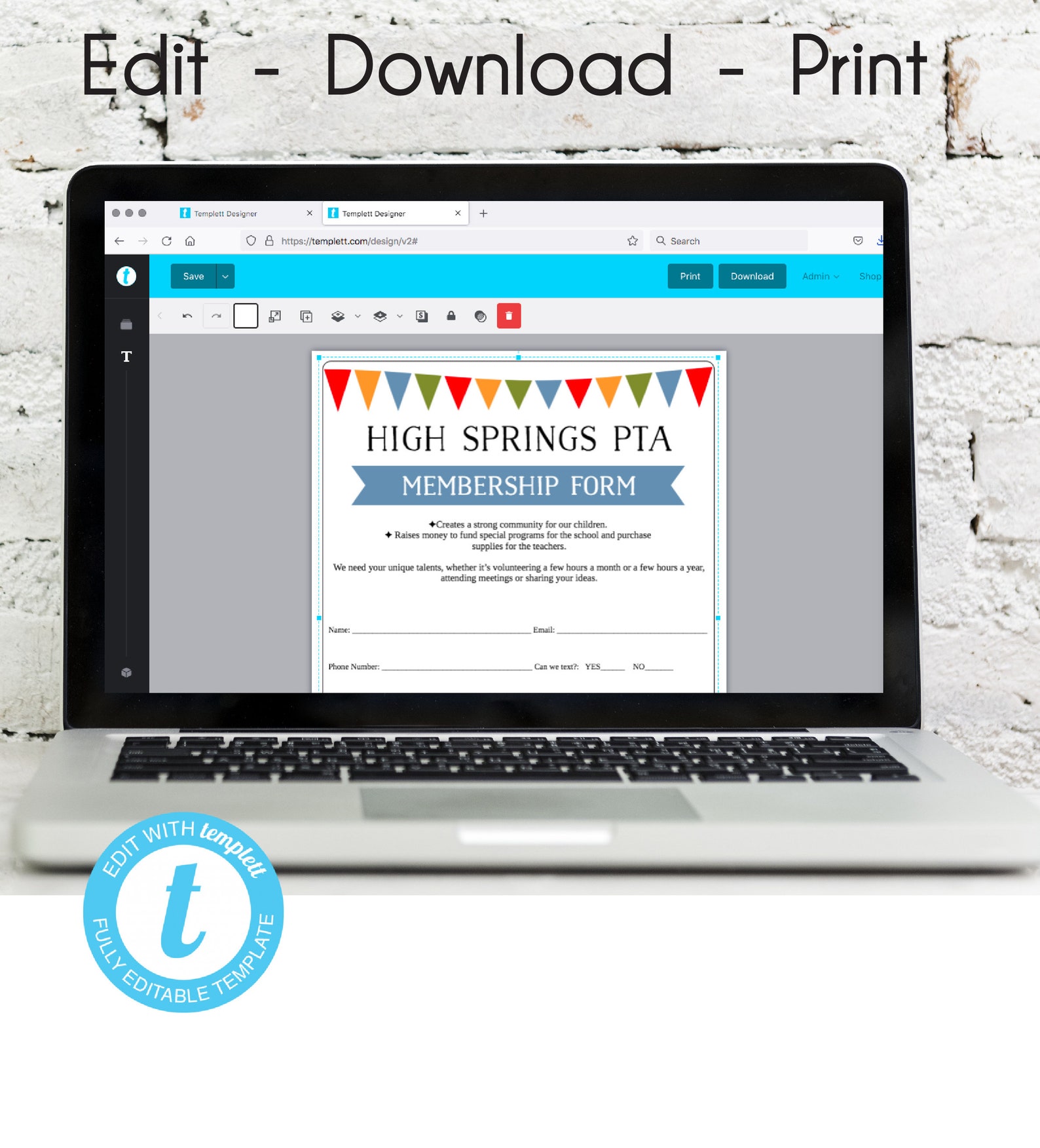 Membership Form PTA PTSA PTO Printable Template Pta - Etsy