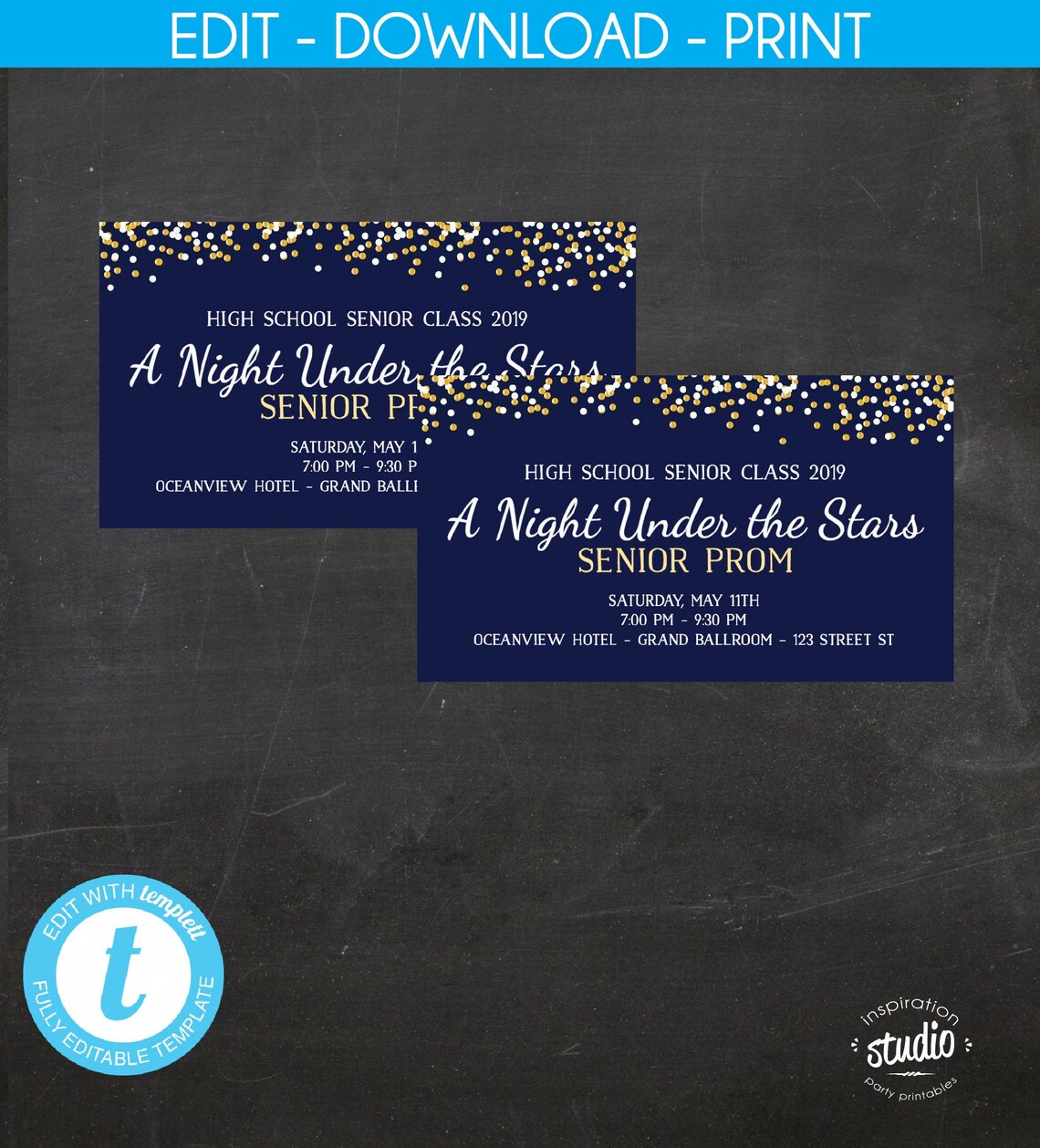 A Night Under the Stars Prom Ticket Template, Senior Prom, Junior Prom ...