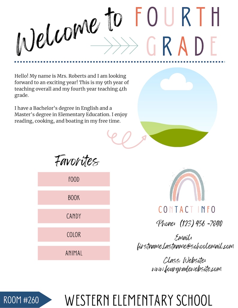 Meet the Teacher Welcome Sheet | Teacher Introduction Letter | Open ...
