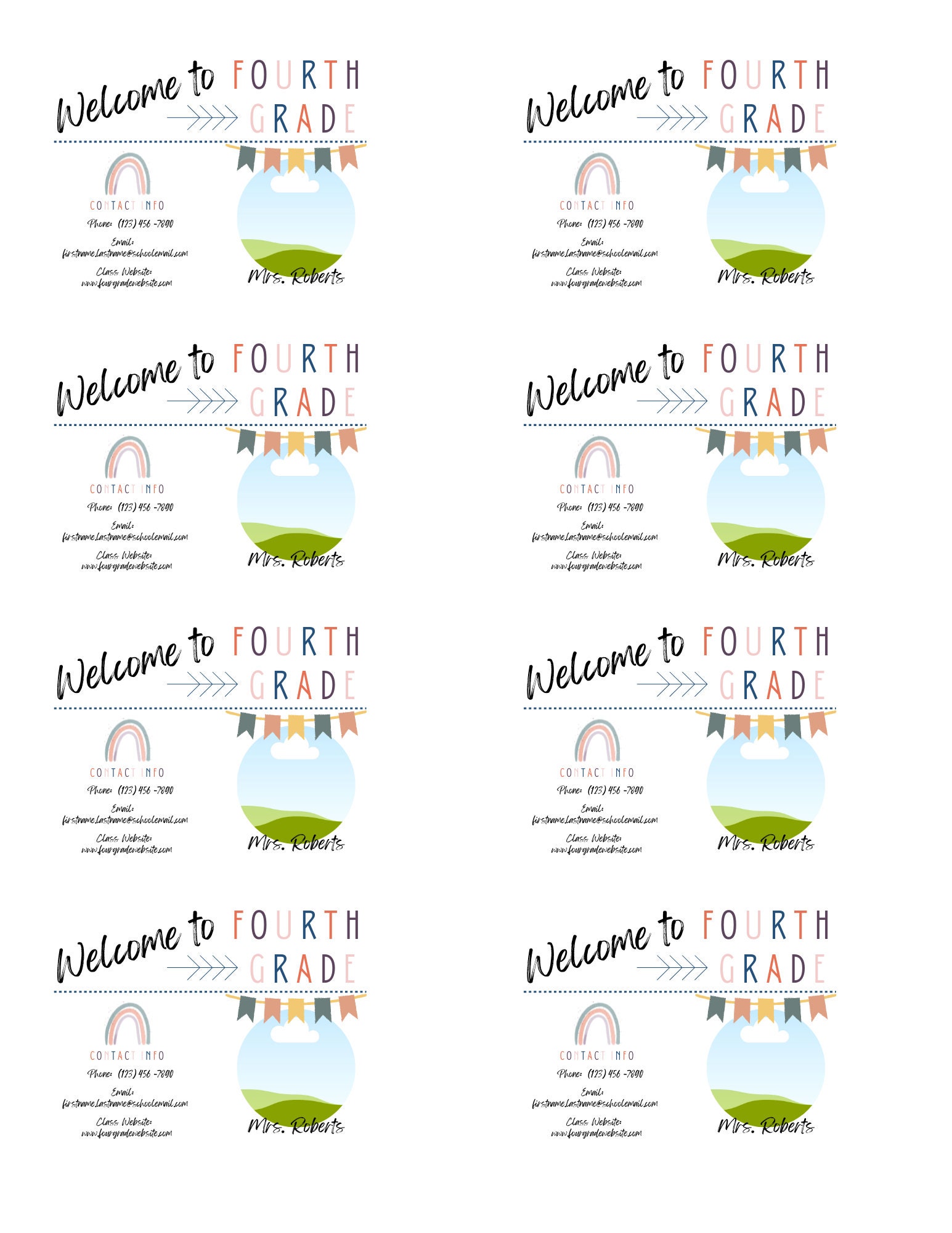 Meet the Teacher Night | Teacher Contact Cards | Open House Materials ...