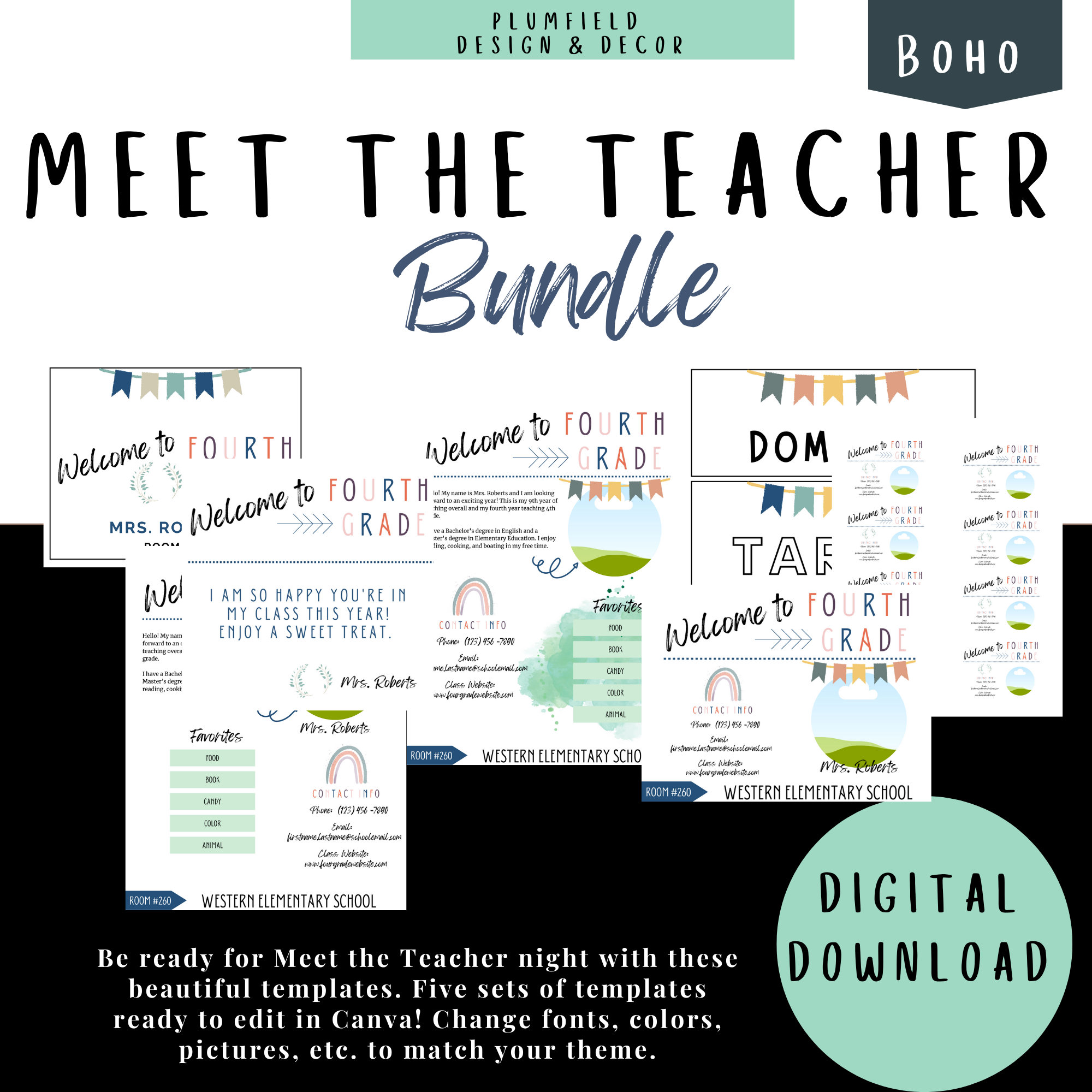 Meet the Teacher Bundle | 5 Sets of Back to School Templates | Welcome ...