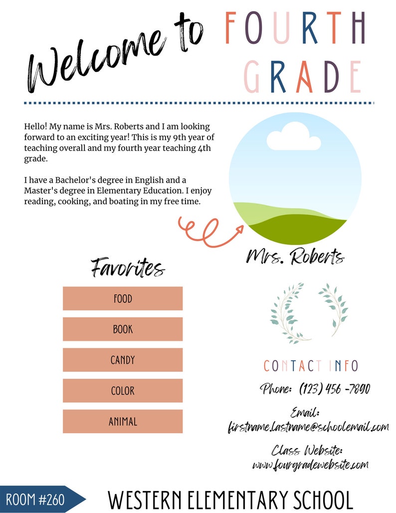 Meet the Teacher Welcome Sheet | Teacher Introduction Letter | Open ...