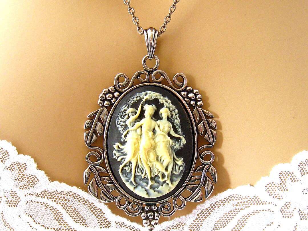 3 Graces Black Cameo Necklace: the Three Muses Black Cameo, 3 Sisters ...