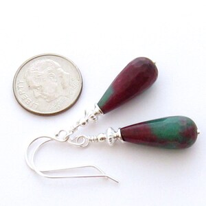 Teal and Ruby Earrings Natural Ruby in Zoisite Faceted - Etsy