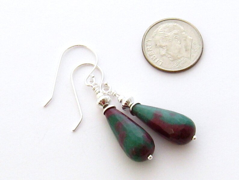 Teal and Ruby Earrings Natural Ruby in Zoisite Faceted | Etsy