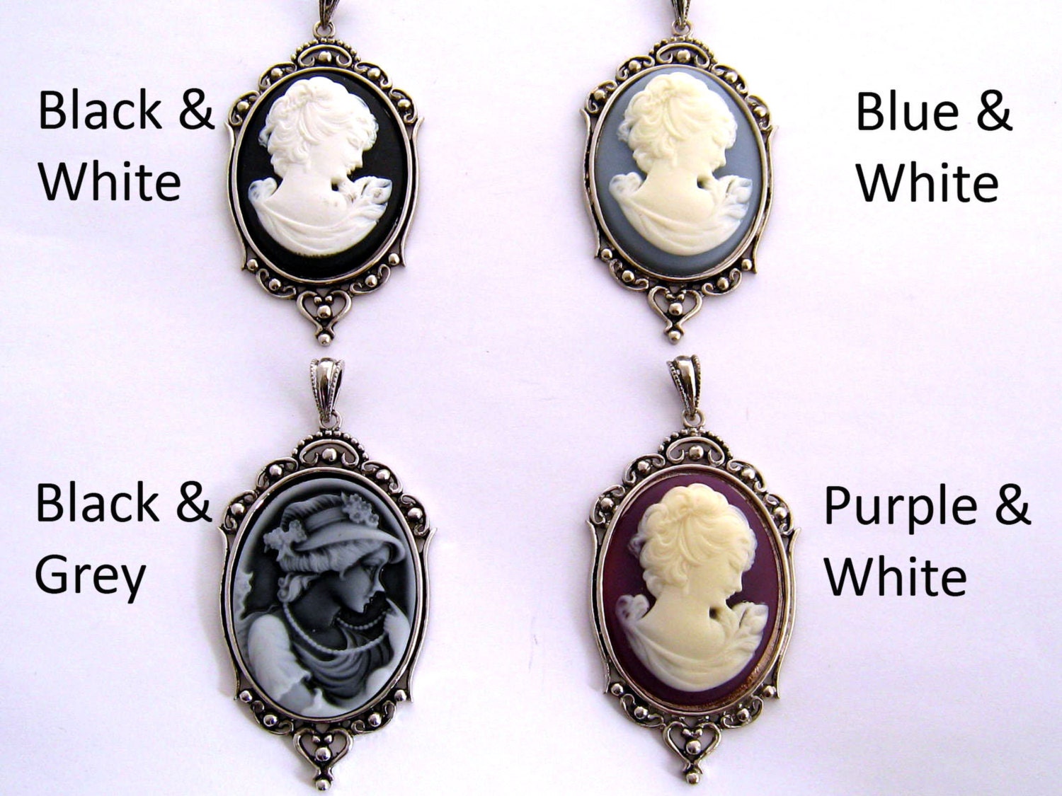 Black Cameo: Grecian Woman Black Cameo Necklace Vintage Inspired Black ...