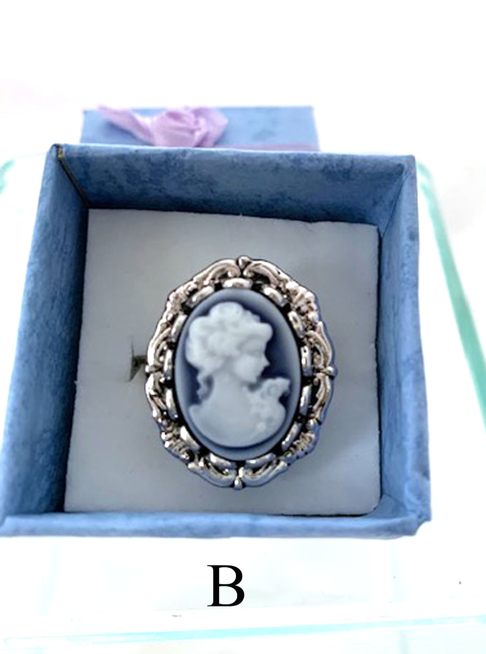 Victorian Lady Adjustable Blue Cameo Ring, Victorian Jewelry, Cameo ...