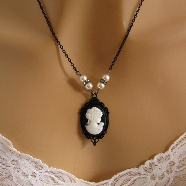 Black Cameo Necklace - Etsy