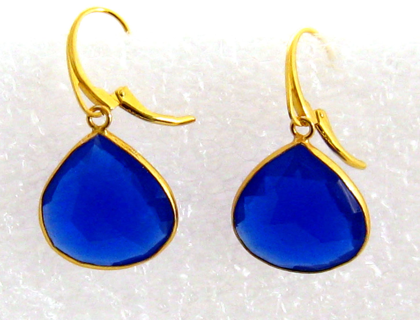 Royal Blue Chalcedony Earrings Large Blue Gemstone Earrings | Etsy