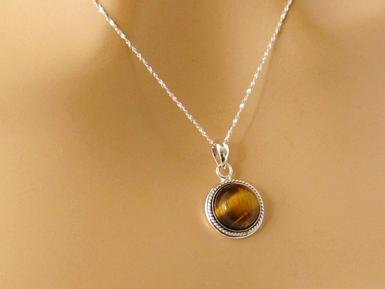 Silver Tiger Eye necklace Tigers Eye pendant Tigers Eye Tiger | Etsy