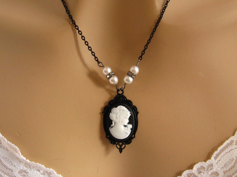 Black Cameo: Goth Style Victorian Woman Black Cameo Necklace - Etsy