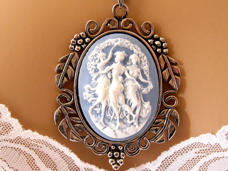 Light Blue Cameo: the Three Muses Blue Cameo Necklace 3 - Etsy