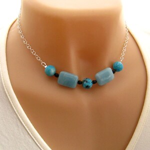 Blue Stone Necklace, Blue Stone Jewelry, Blue Amazonite Stone Necklace ...
