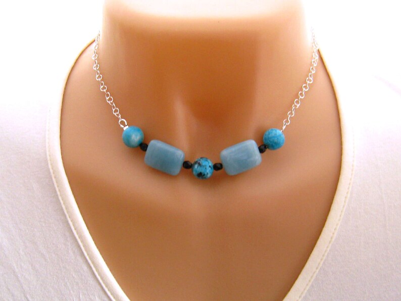 Blue Stone Necklace Blue Stone Jewelry Blue Amazonite Stone - Etsy