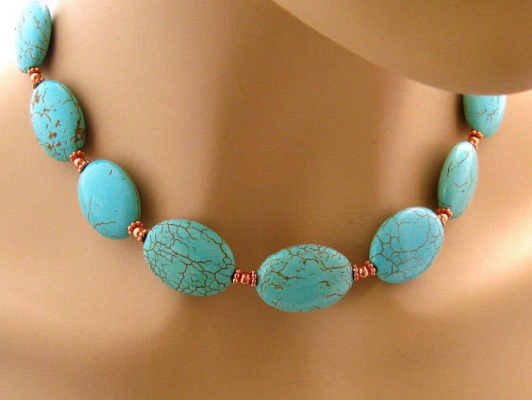 Turquoise Blue Necklace/blue Jewelry/blue Stone Necklace, Blue ...