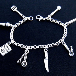 Culinary Charm Bracelet, Chef Bracelet Jewelry, Kitchen Jewelry Gift ...