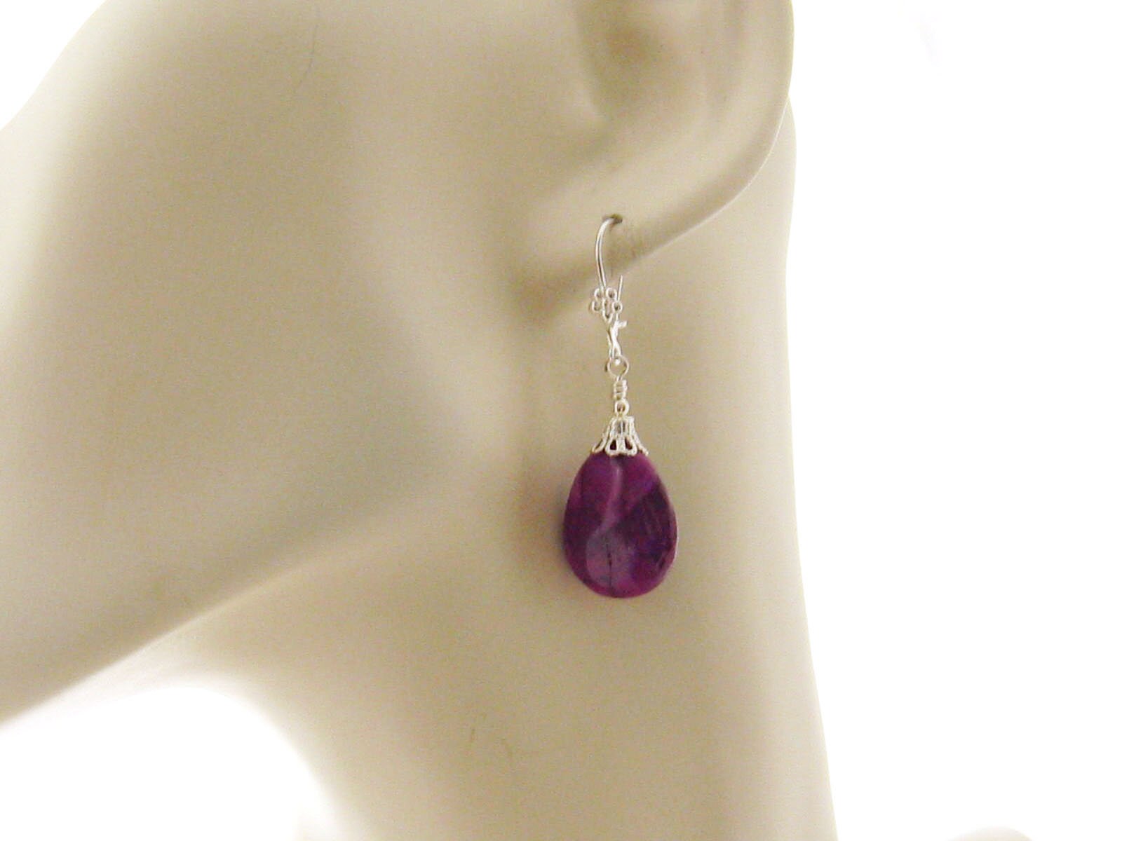 Collier pendentif violet, Collier violet en pierre d’agate, Bijoux ...
