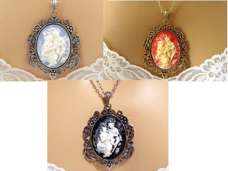 Black Cameo Necklace Romantic Black and White Cameo Romantic - Etsy