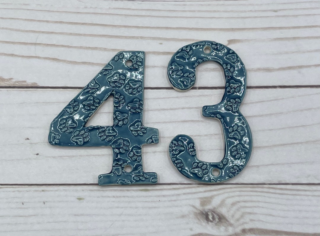Handmade Ceramic Numbers, Paw Print Address Numbers, Colorful Wedding ...