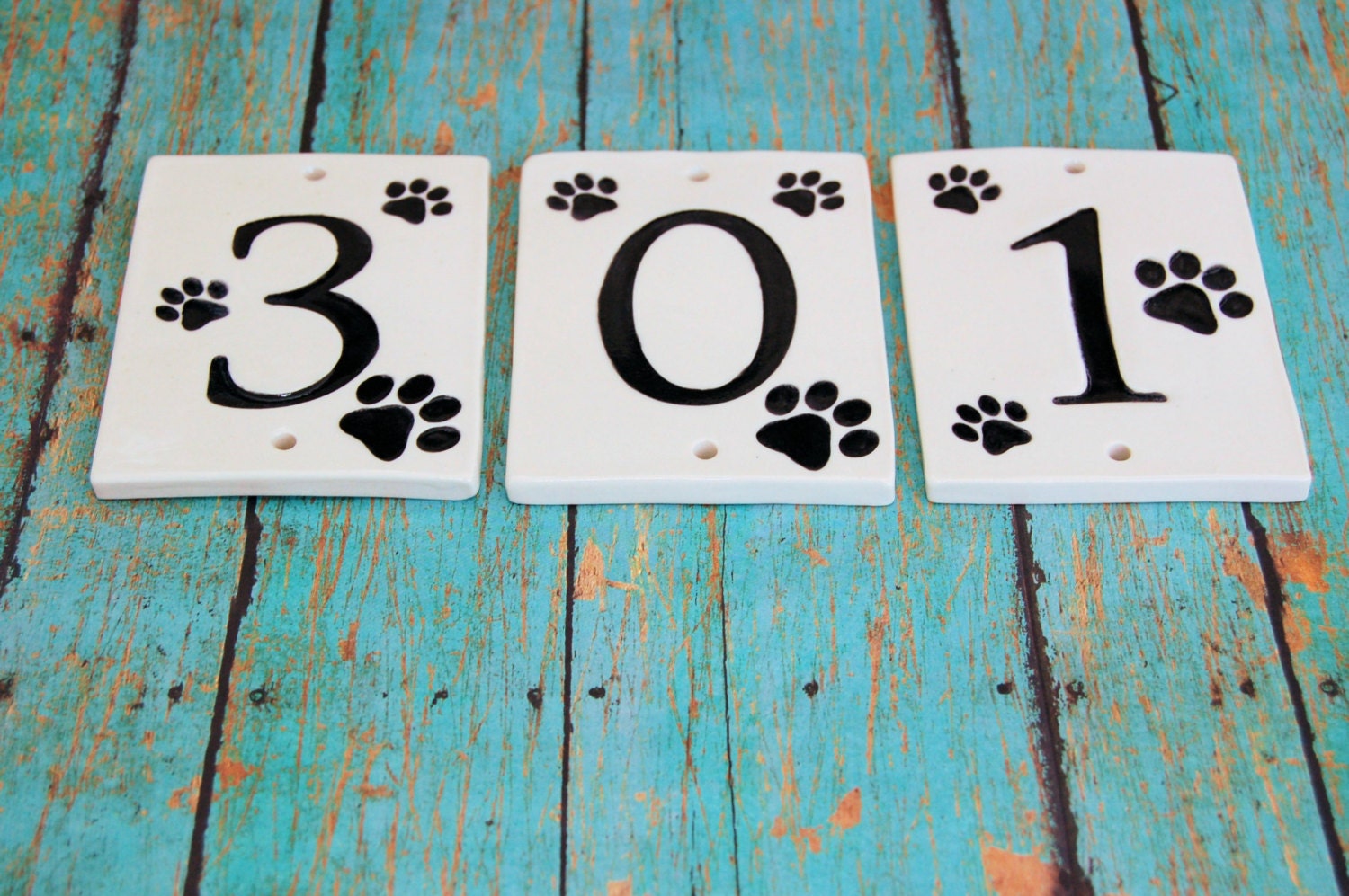 Handmade Ceramic Paw Print House Numbers, Paw House Numbers, Dog House ...