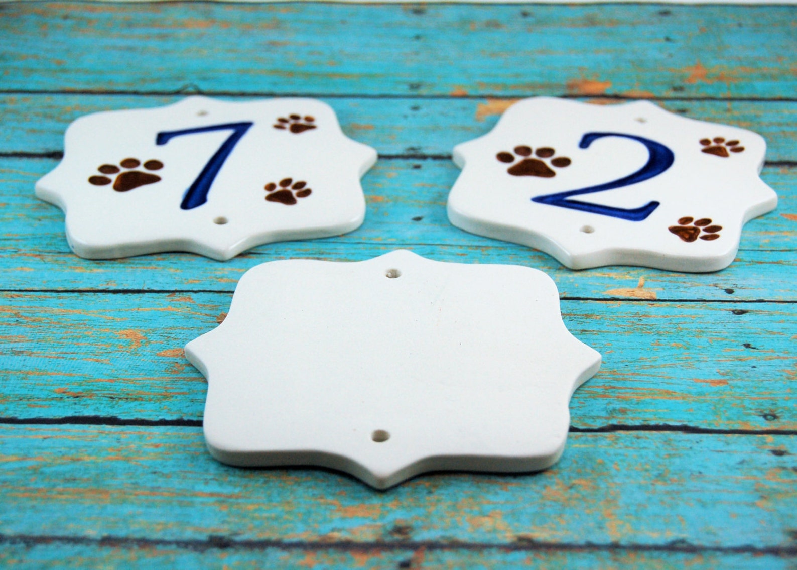 Ceramic Paw Print House Numbers Paw House Numbers Dog House | Etsy