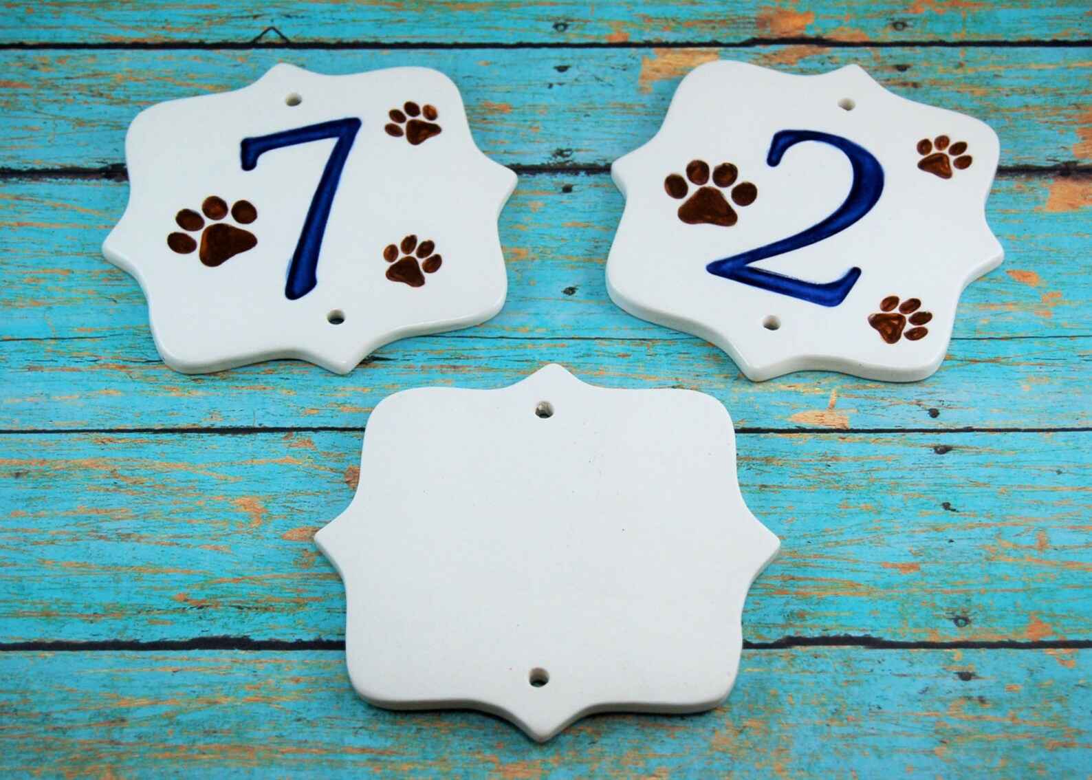 Ceramic Paw Print House Numbers Paw House Numbers Dog House - Etsy