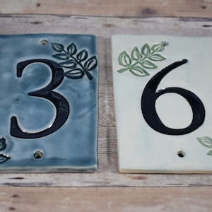 Handmade Ceramic Leaf House Numbers, Spring Leaf House Numbers, Leaf ...