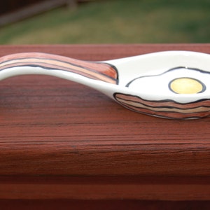 I Love Bacon Handcrafted Ceramic Spoon Rest, Bacon Kitchen Decor, Bacon Spoon Rest, Bacon Lover ...