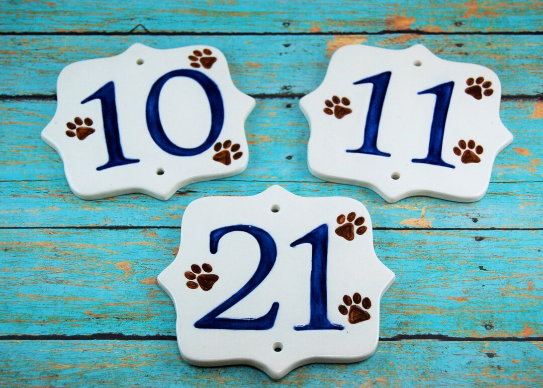 Ceramic Paw Print House Numbers, Paw House Numbers, Dog House Numbers ...