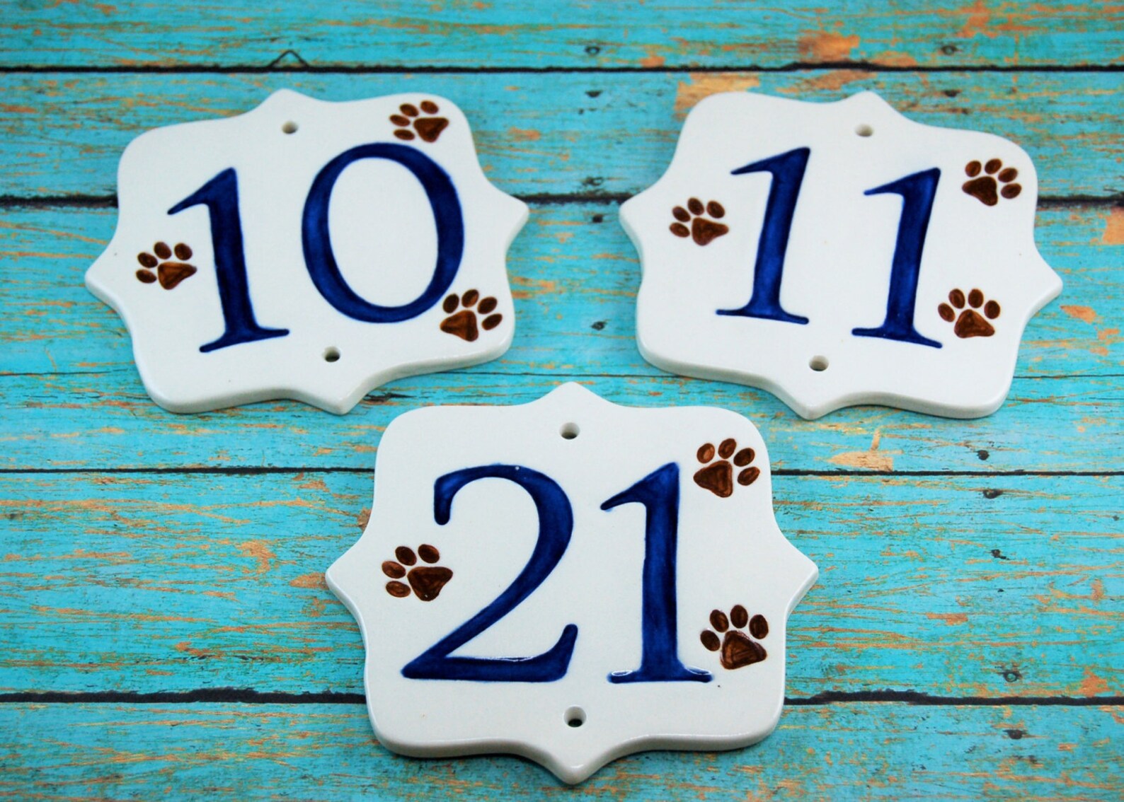 Ceramic Paw Print House Numbers Paw House Numbers Dog House - Etsy