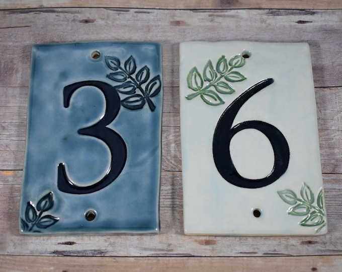 Handmade Ceramic Leaf House Numbers, Spring Leaf House Numbers, Leaf ...