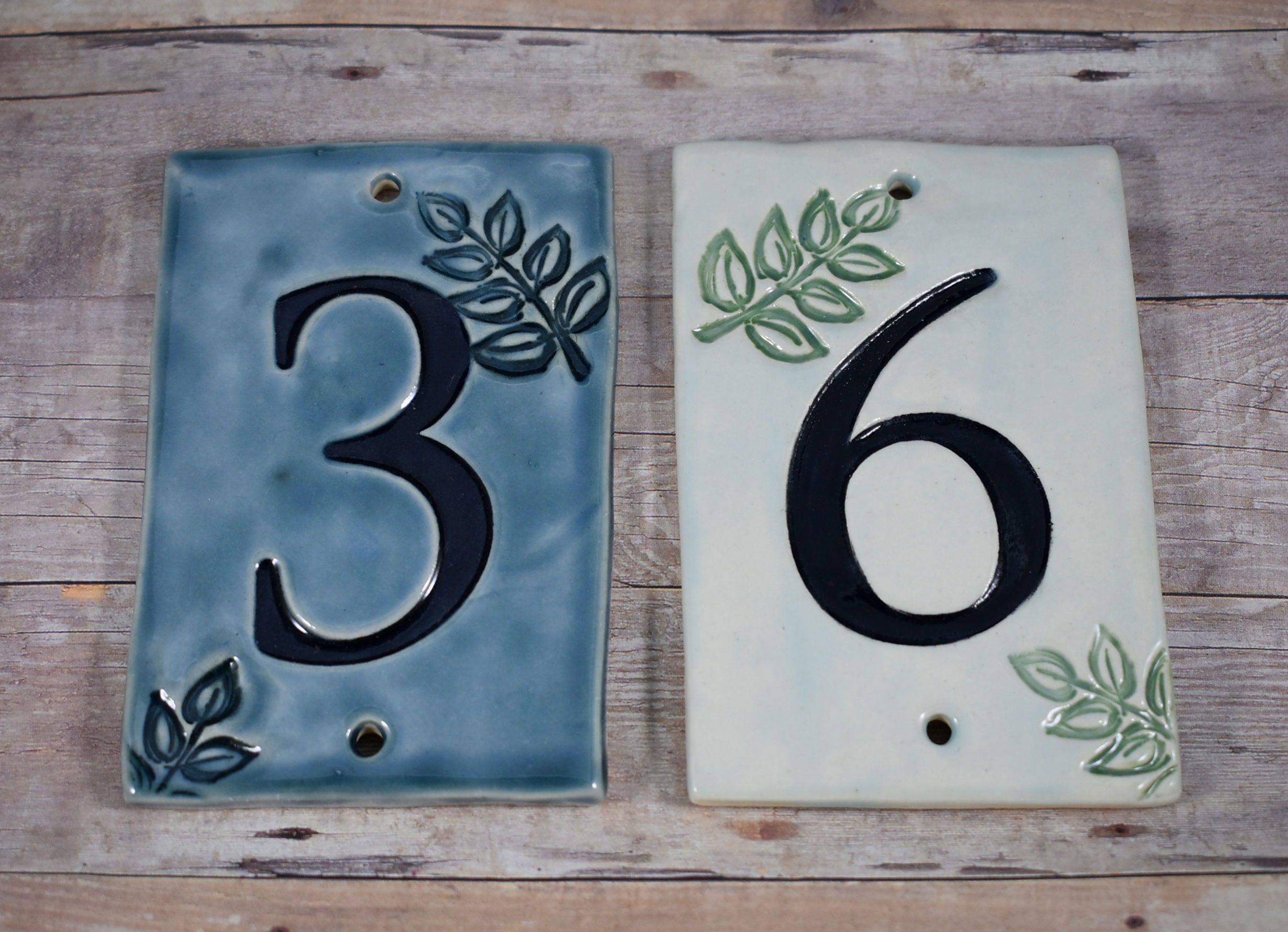 Handmade Ceramic Leaf House Numbers Spring Leaf House - Etsy