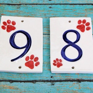 Handmade Ceramic Paw Print House Numbers, Paw House Numbers, Dog House ...