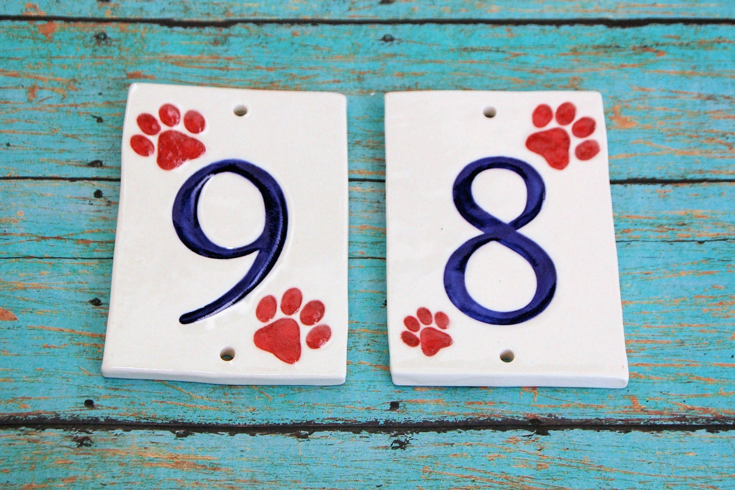 Handmade Ceramic Paw Print House Numbers, Paw House Numbers, Dog House ...