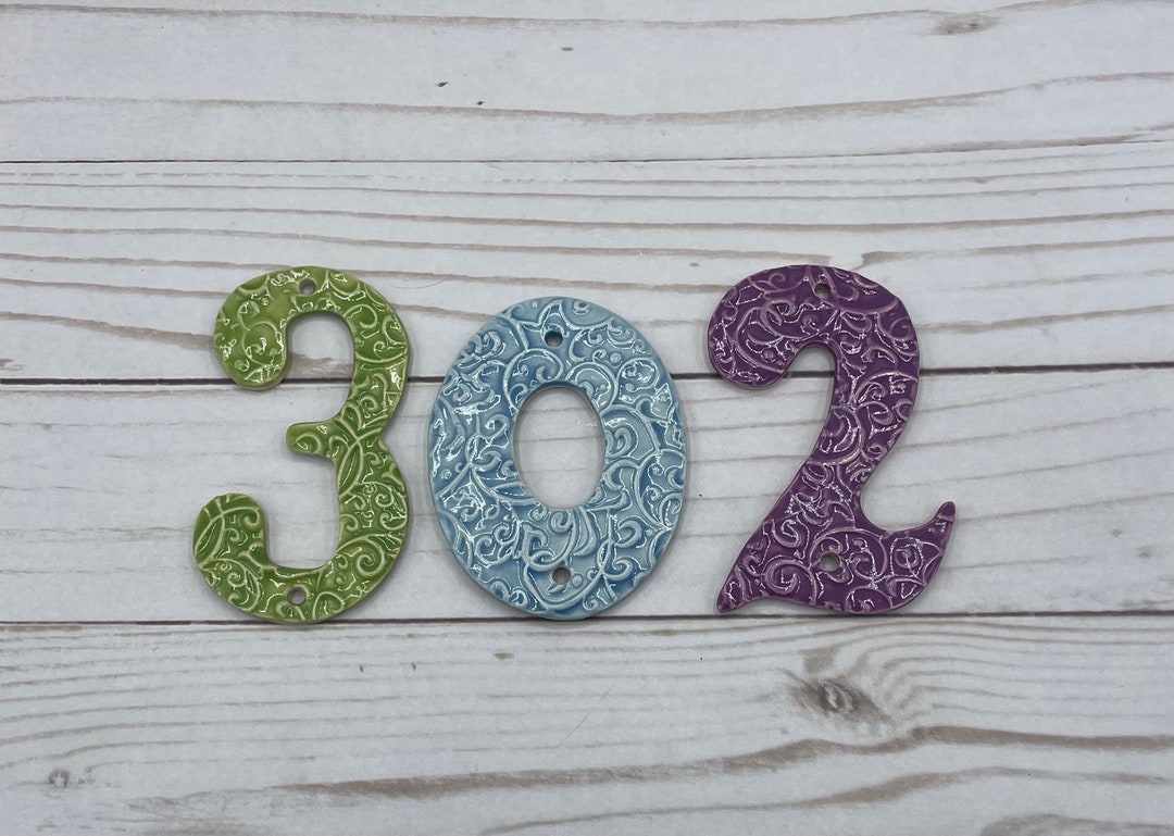 Handmade Ceramic Numbers, Swirl Pattern Numbers, Funky Address Numbers ...