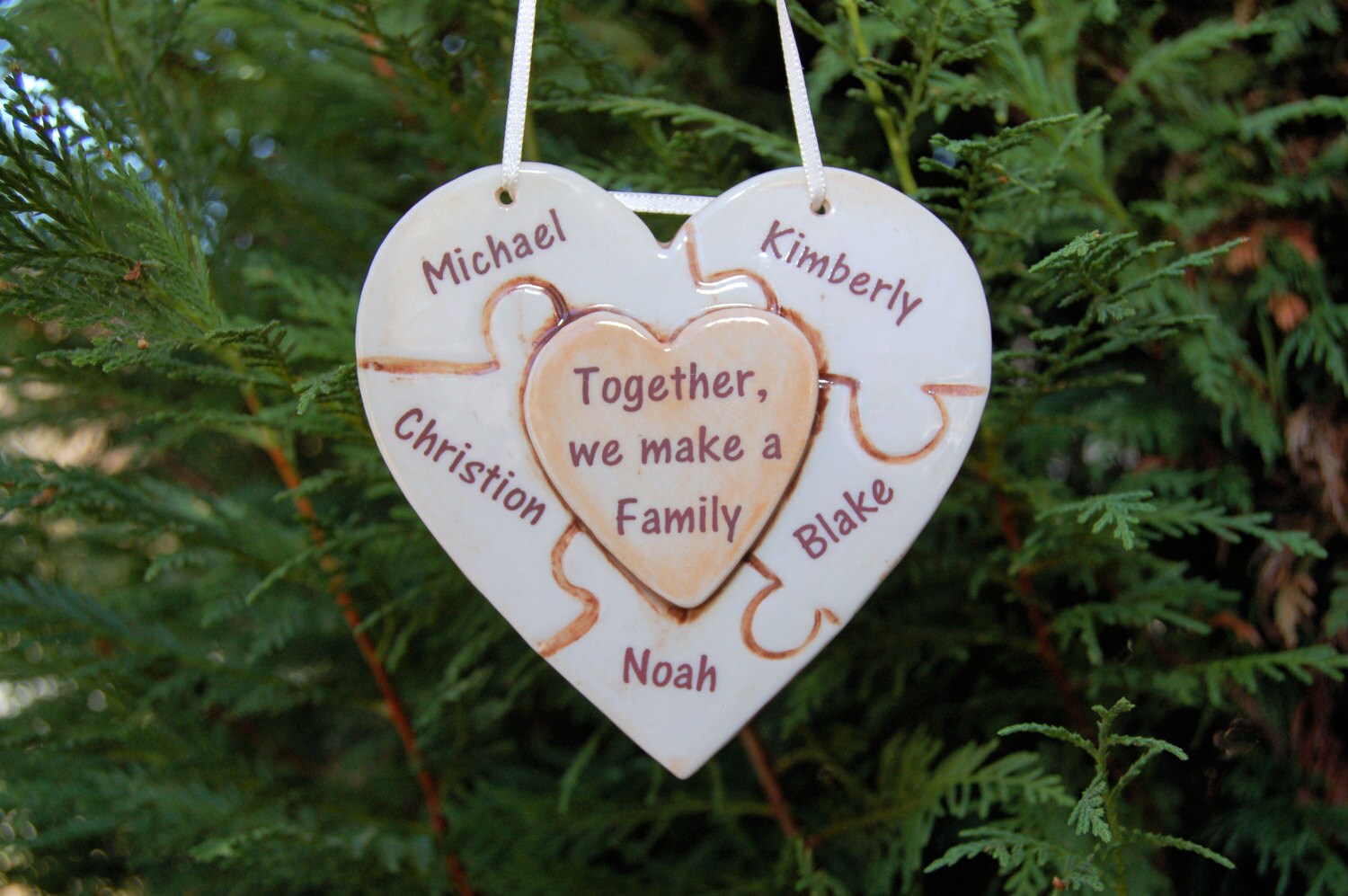 Family Puzzle Heart Handcrafted Porcelain Puzzle Heart - Etsy