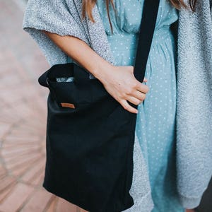 Black Canvas Tote Bag With Zipper, Natural 100% Cotton Black Blank ...