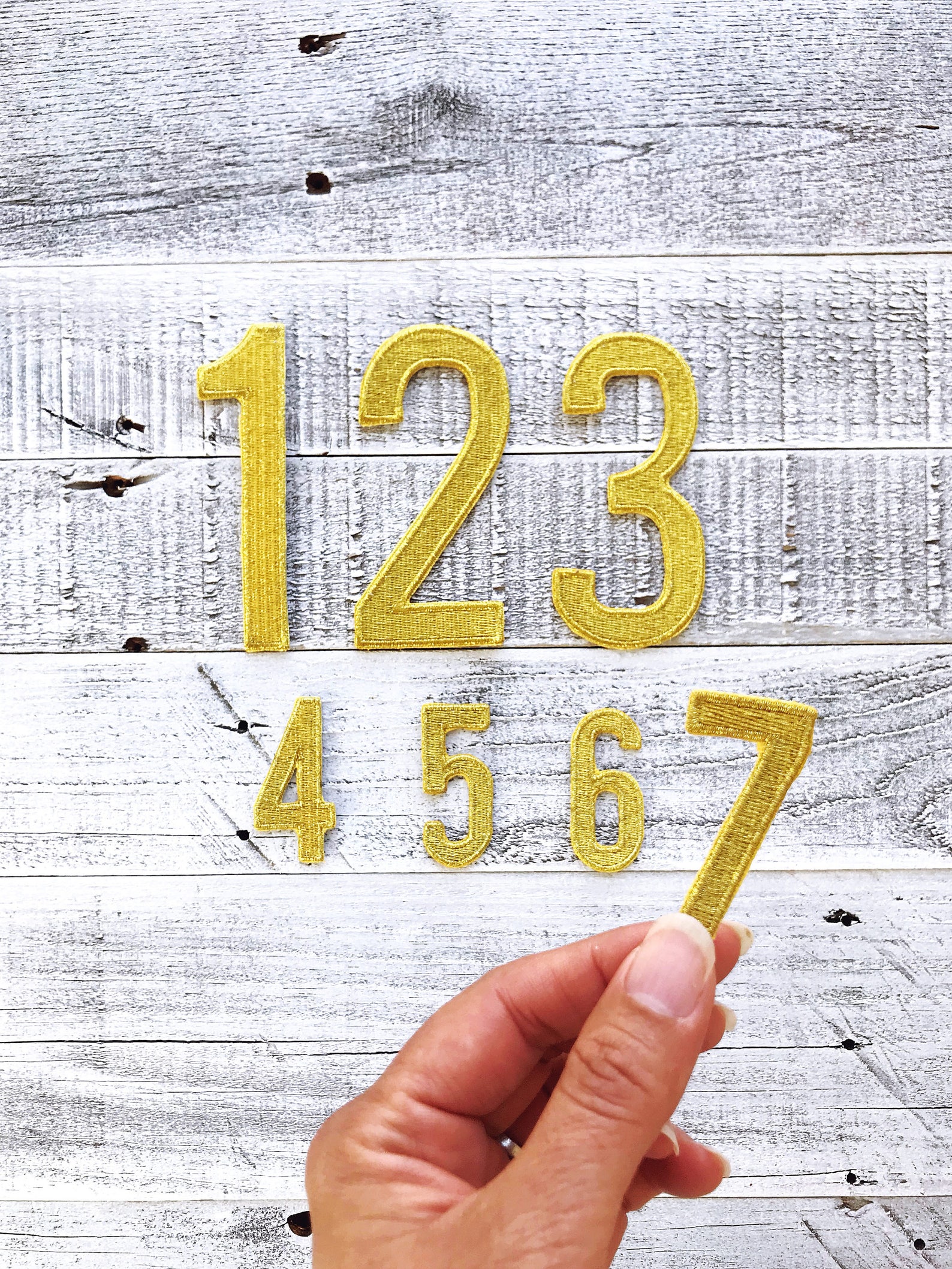 Iron on Numbers Gold Metallic Patch 100% Embroidered | Etsy