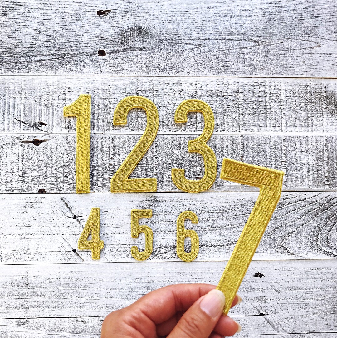Iron on Numbers, Gold Metallic Patch 100% Embroidered, Metallic Patch ...