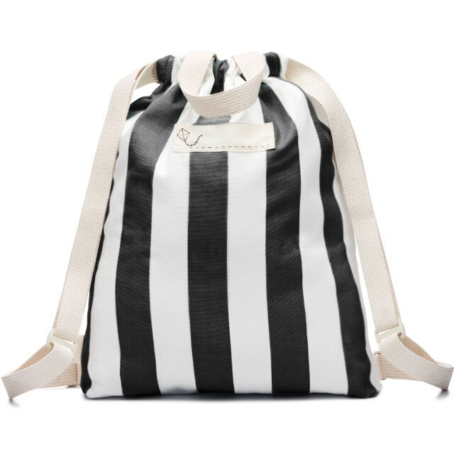 Canvas Backpack Black Stripes Vegan Backpack Drawstring - Etsy