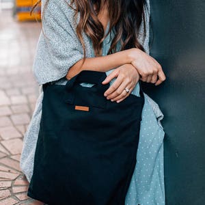 Black Canvas Tote Bag With Zipper, Natural 100% Cotton Black Blank ...